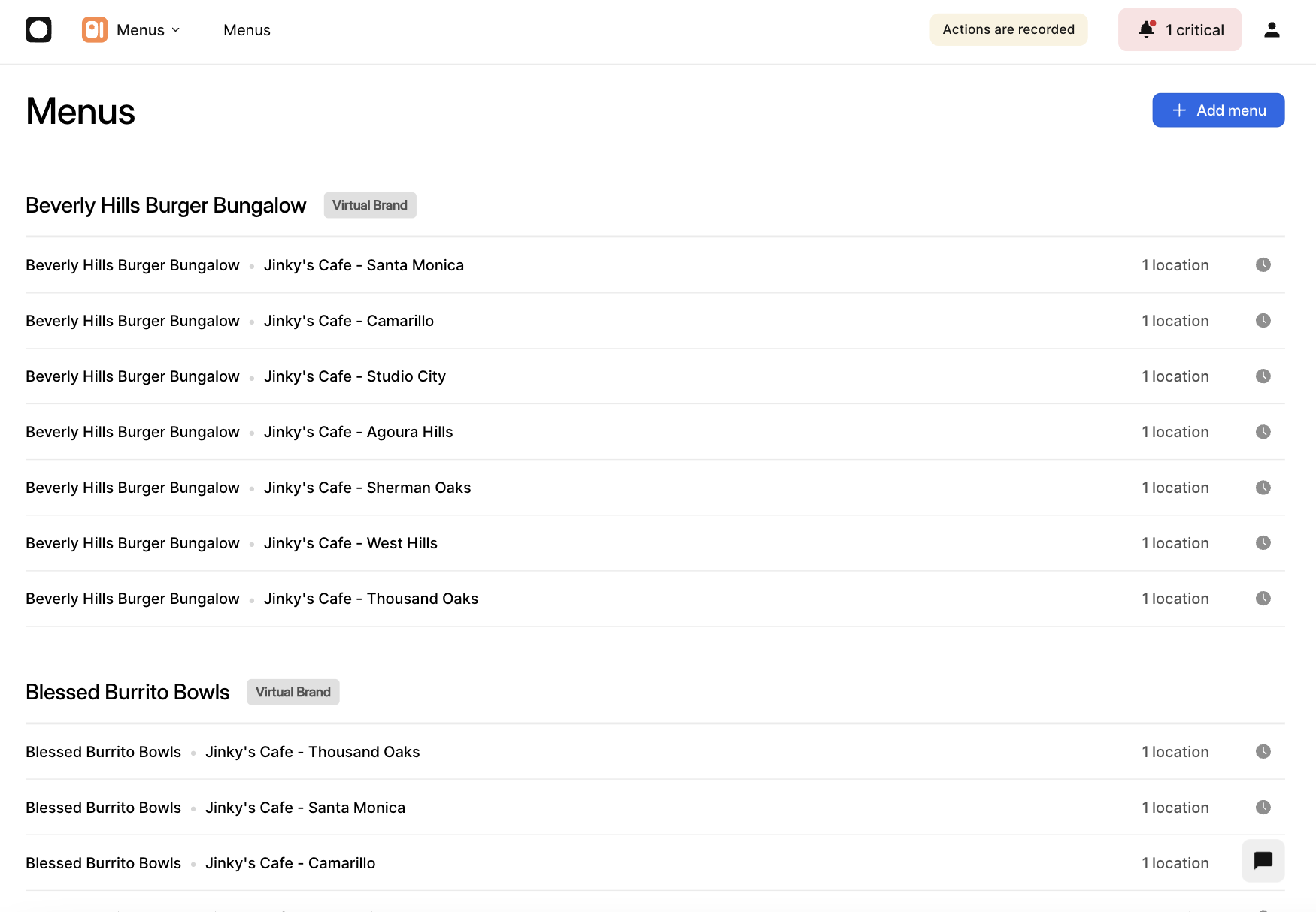Unified Menus View – US Future Foods Help Center